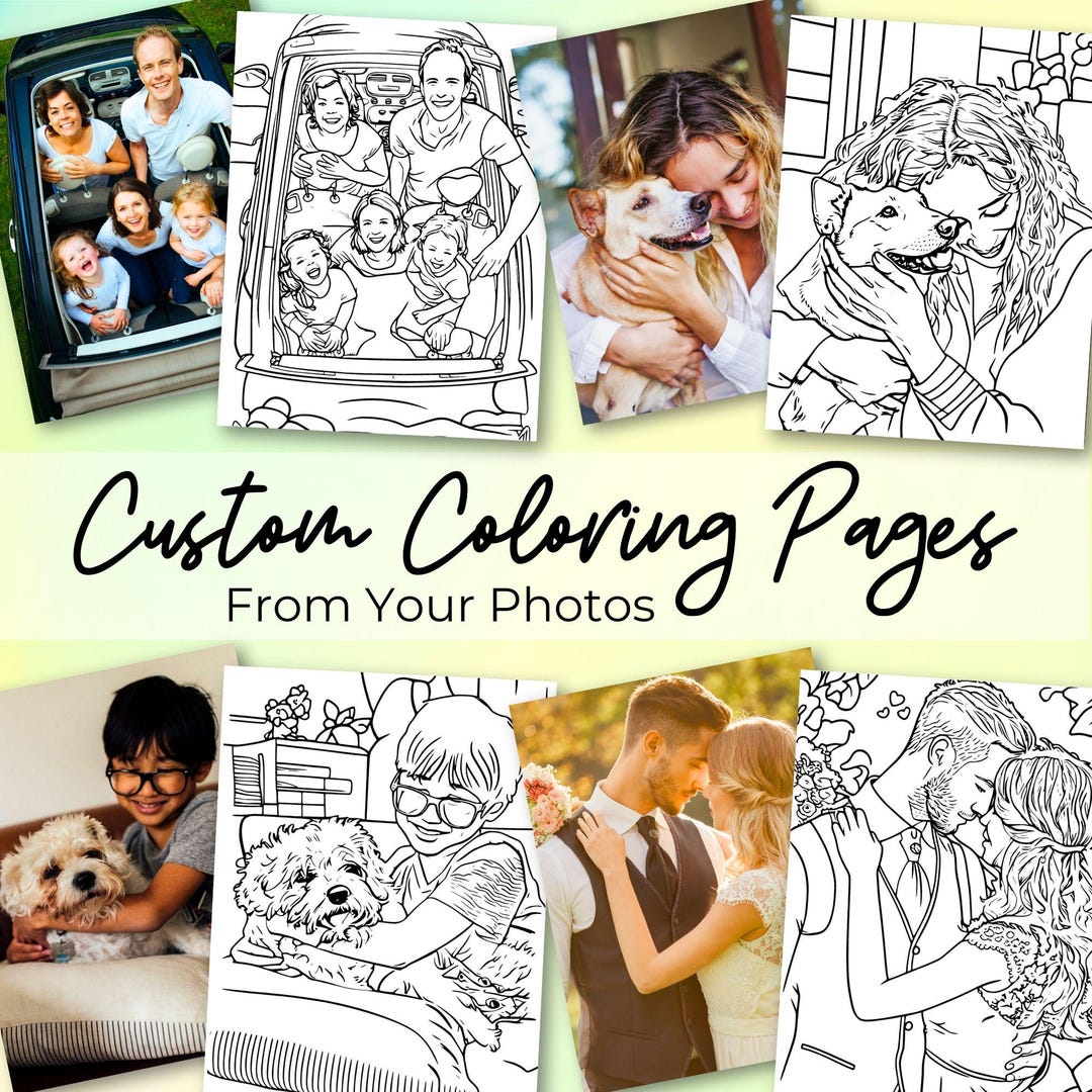 5 Custom Coloring Pages From Photo Personalized Gift From Photo ...