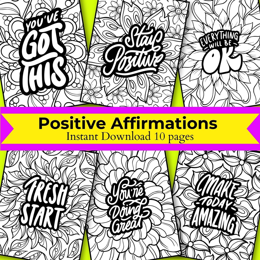 Positive Affirmation Coloring Page Mindful Pattern Coloring Pages ...