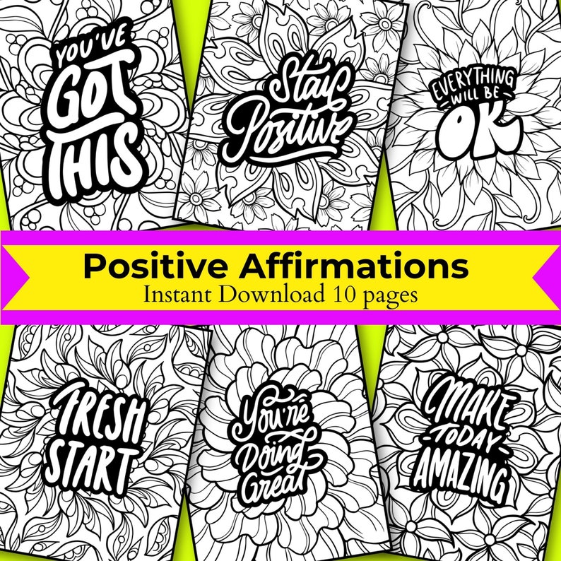 Positive Affirmation Coloring Page Mindful Pattern Coloring Pages ...
