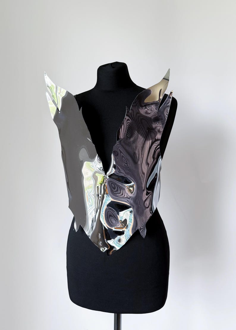 Avant-garde Silver Metallic Corset Top: Sculptural Plastic Bustier - Etsy