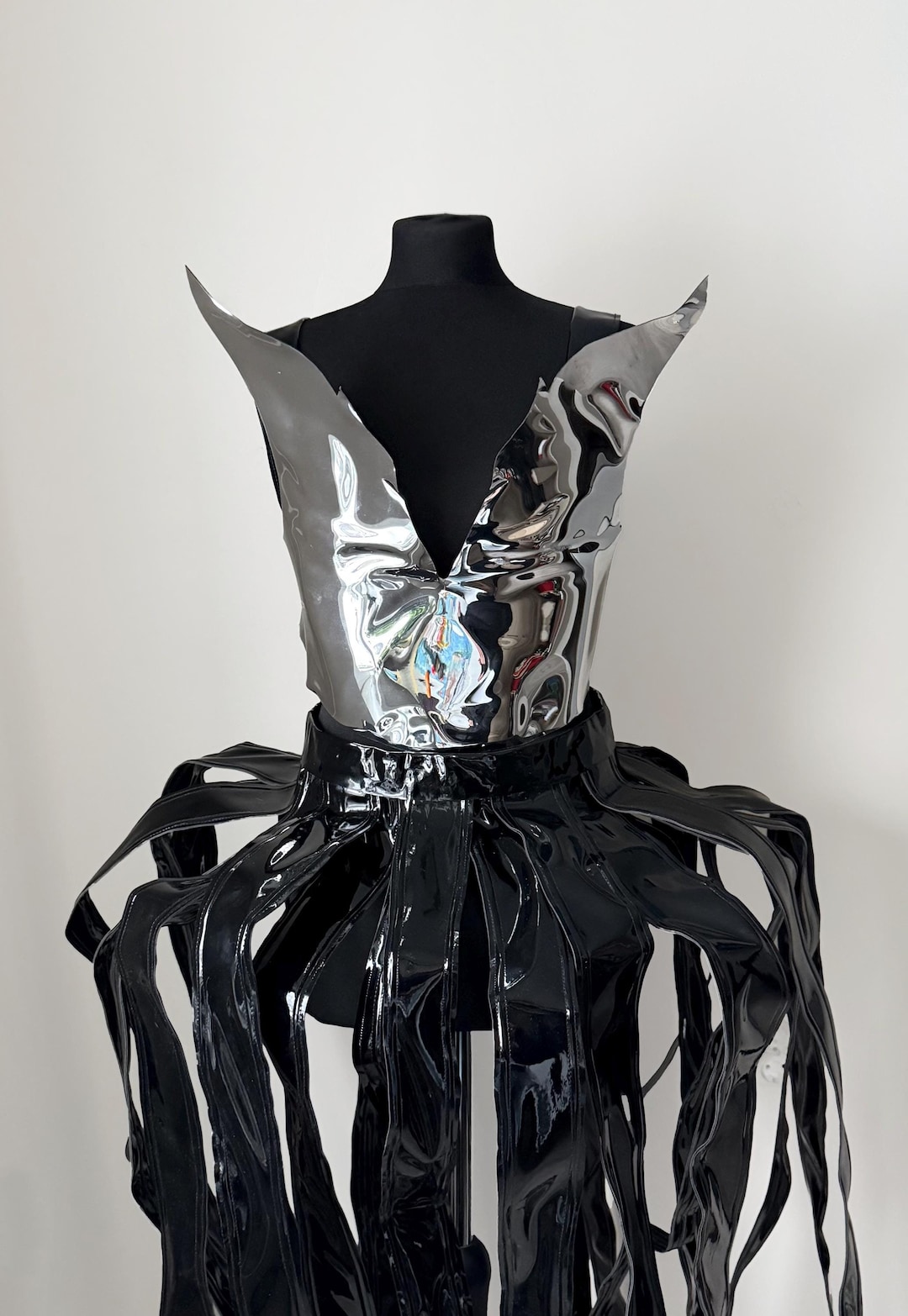 Avant-garde Silver Metallic Corset Top: Sculptural Plastic Bustier - Etsy