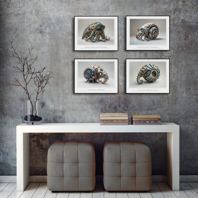 Fantasypunk Sea Snail | Unique Mecha Art Gift | Marine Collection ...