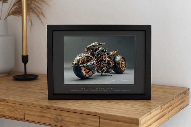 Cyberpunk Fantasy Motorcycle Poster | Futuristic Machine Decor | Unique ...