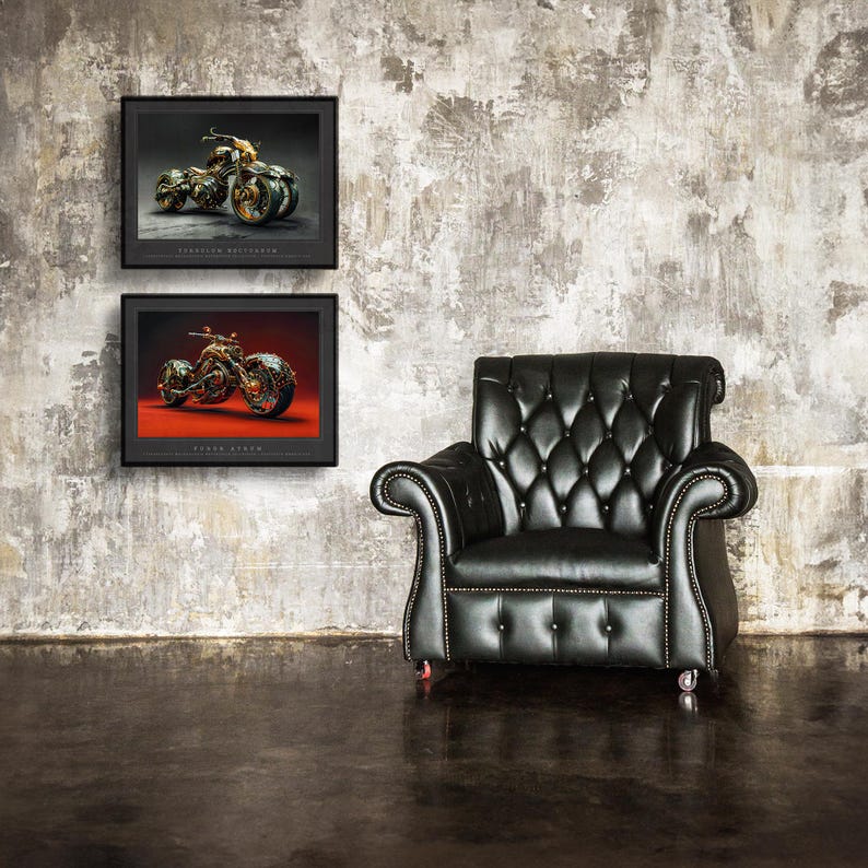 Cyberpunk Fantasy Motorcycle Poster | Futuristic Machine Decor | Unique ...