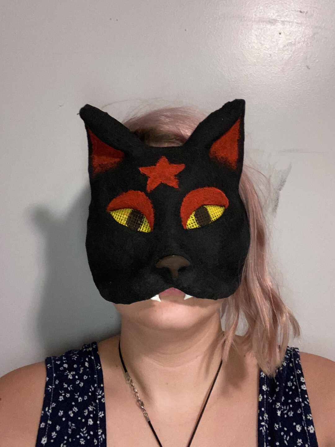 Black Cat With Red Details Animal Mask for Therians, Furries ...