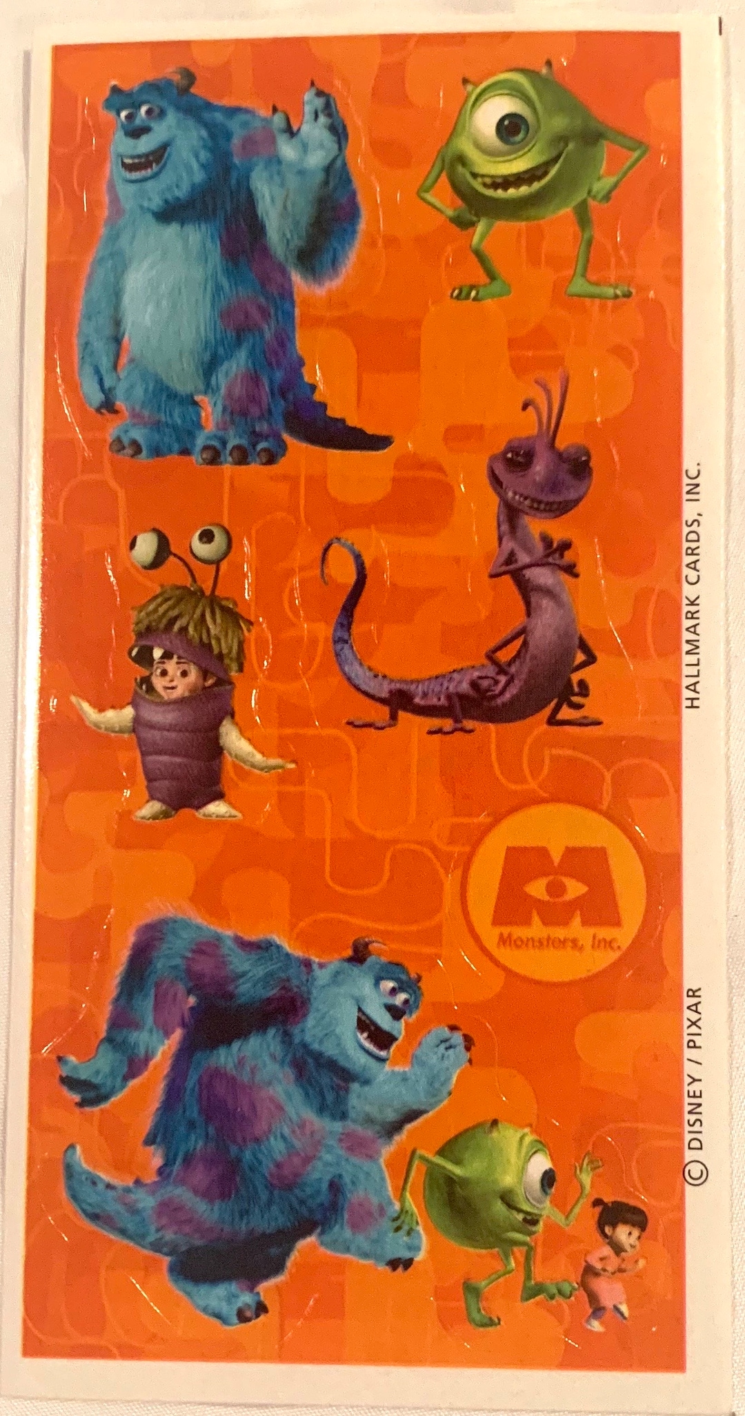 Disney Pixar Monsters, Inc. Sticker Sheet Hallmark Vintage 2001 - Etsy