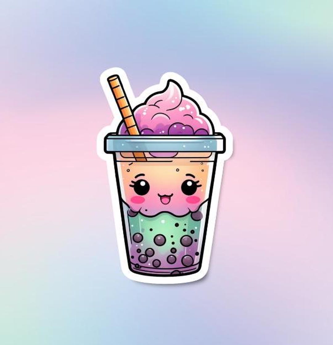 Boba Tea Vinyl Decals Sticker Bubble Tea Galaxy Design Sticker - Etsy