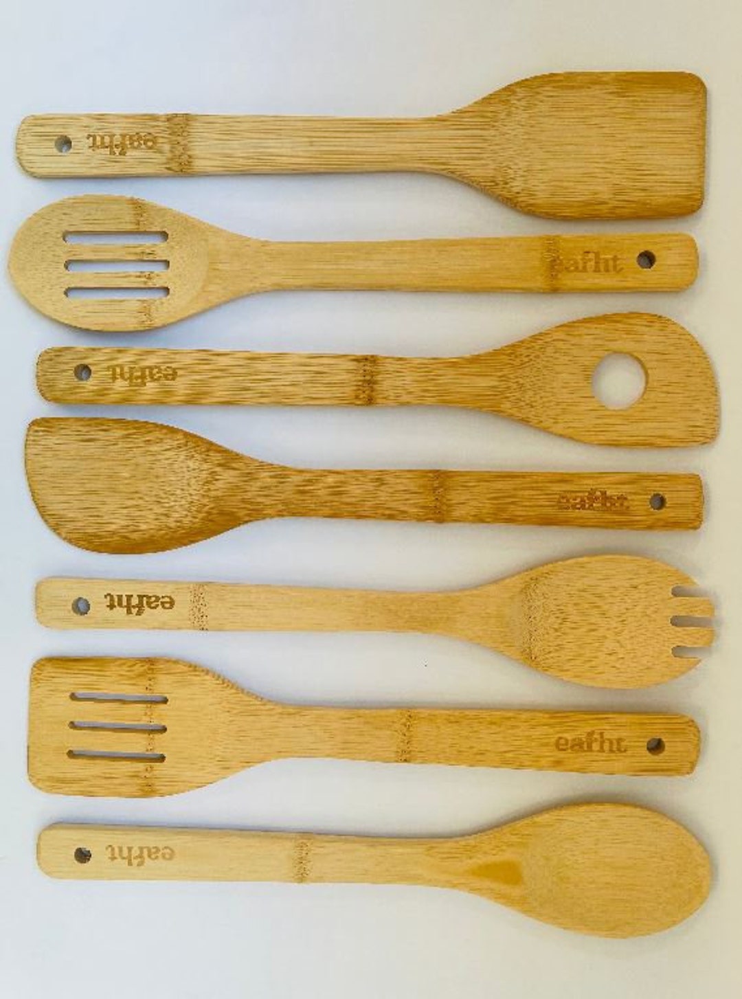 Earht 7 Piece Bamboo Kitchen Utensils Set | Wooden Cooking Set - Etsy
