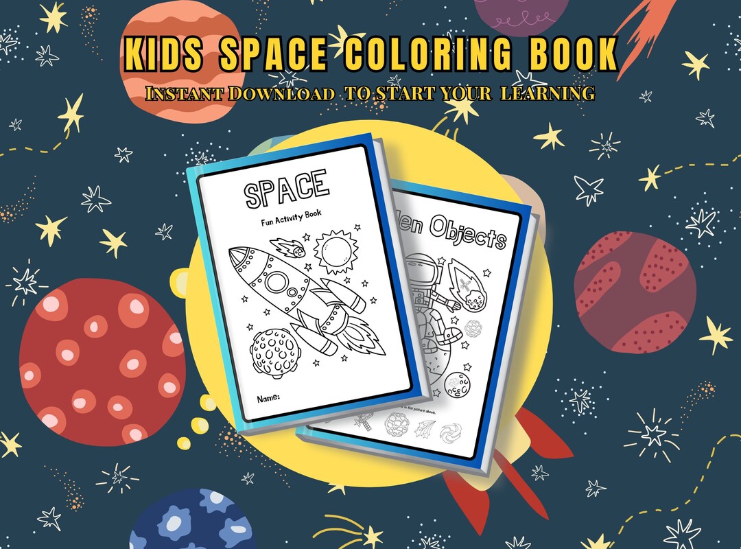Space Coloring Book Learn About Space Hidden Object and Mazes Space Fun ...