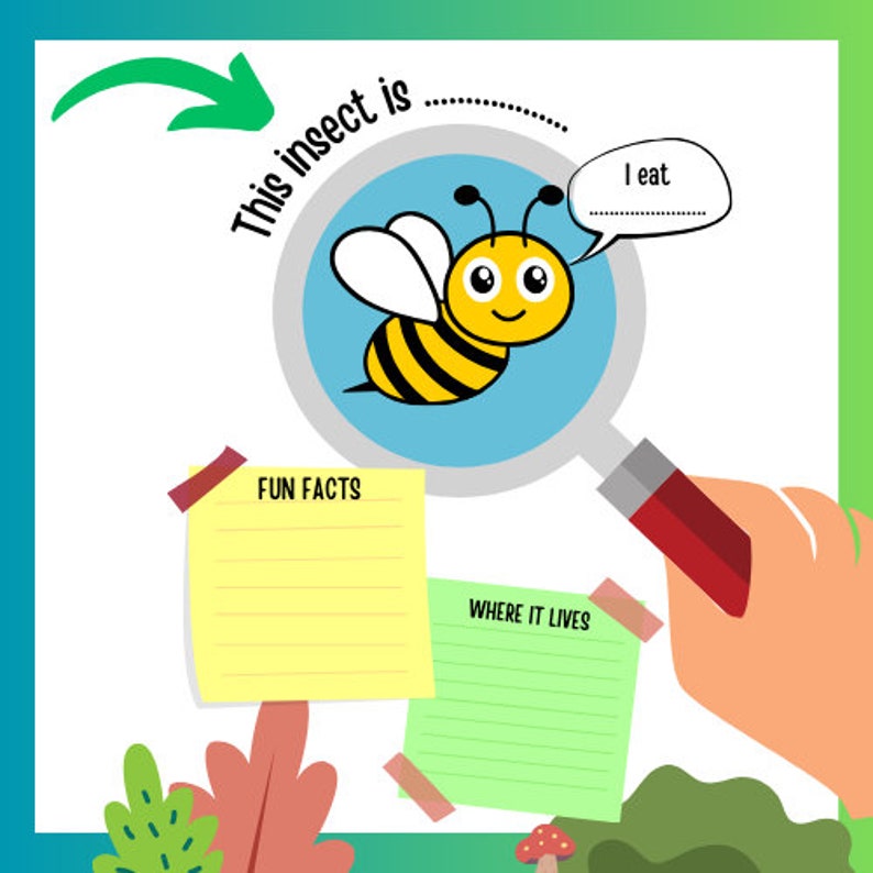 Learning Nature Activity Workbook Insect Educational Printable Coloring ...