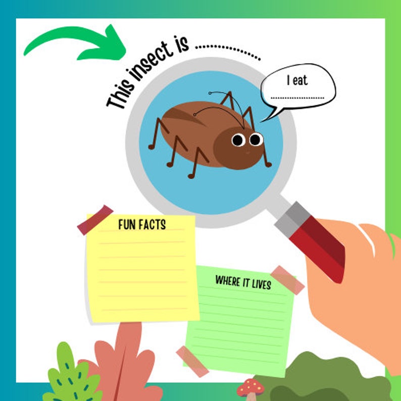 Learning Nature Activity Workbook Insect Educational Printable Coloring ...