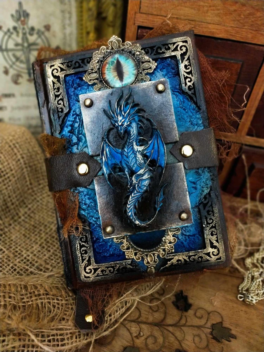 Water Dragon Notebook - Fantasy Grimoire - Handcrafted A6 Dragon Eye ...