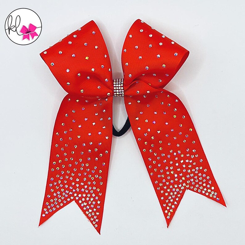 Rhinestone Collegiate Style Cheer Bows - 2.25" Ribbon, Crystal/crystal ...