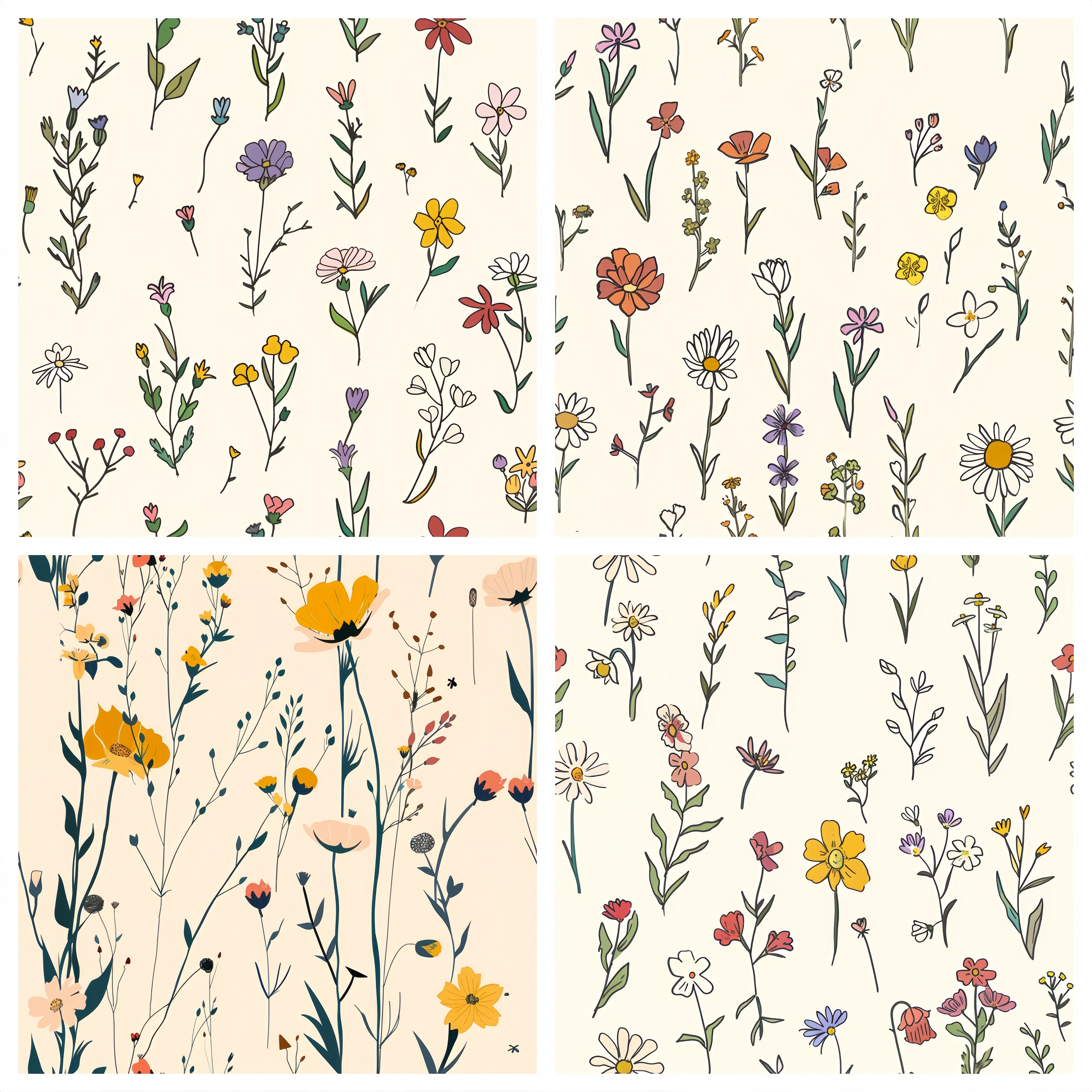 Floral Seamless Paper Printable Flower Background Digital Wildflower ...