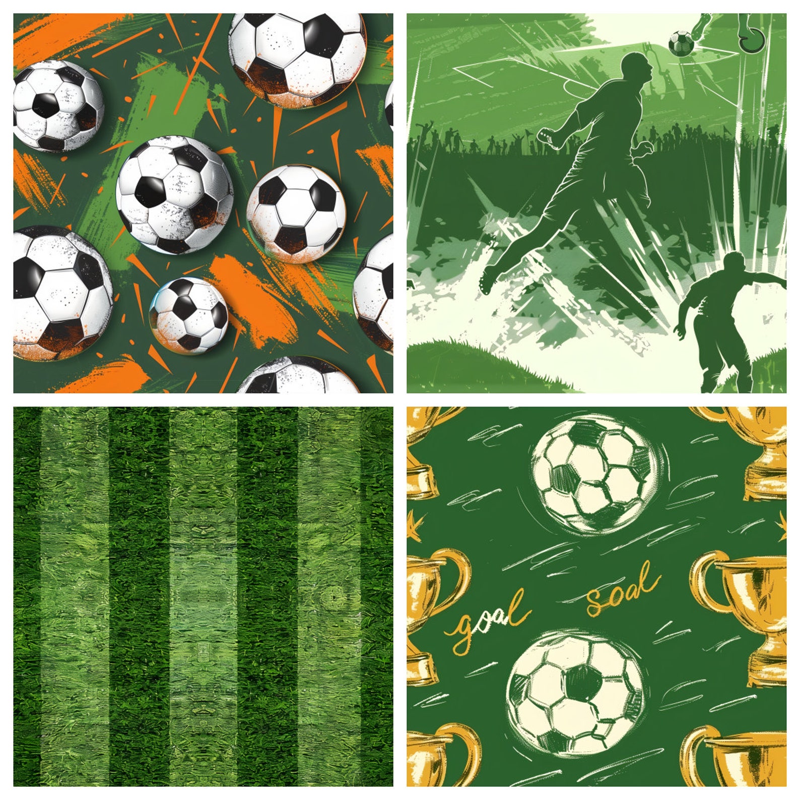 50 Soccer Digital Printable Paper, Football Seamless Background ...