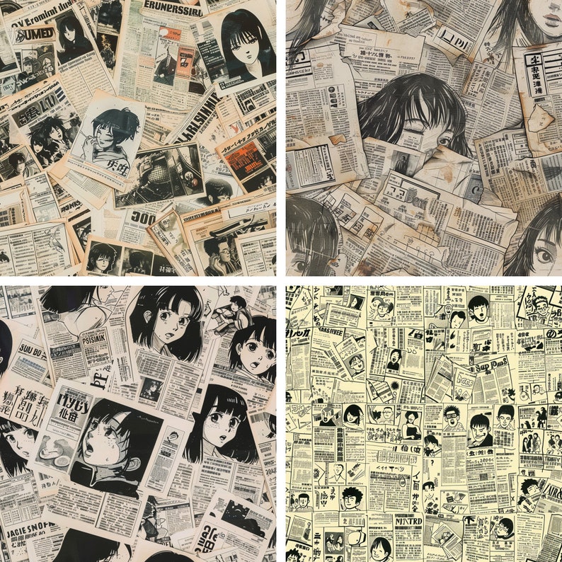 Seamless Newsprint, Retro Newspaper Clipping Art, Newspaper Print Set ...
