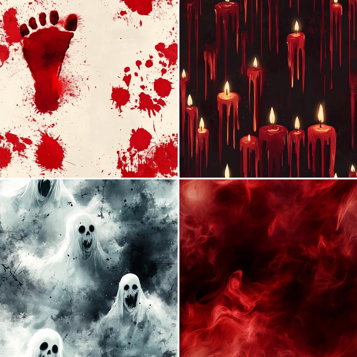 DIY Halloween Decor Printable Papers, Zombie Seamless Background, Ghost ...