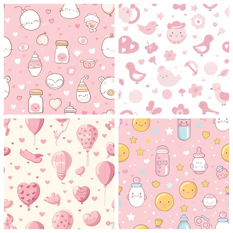 Seamless Digital Paper Backgrounds Perfect for Baby Shower, New Baby ...