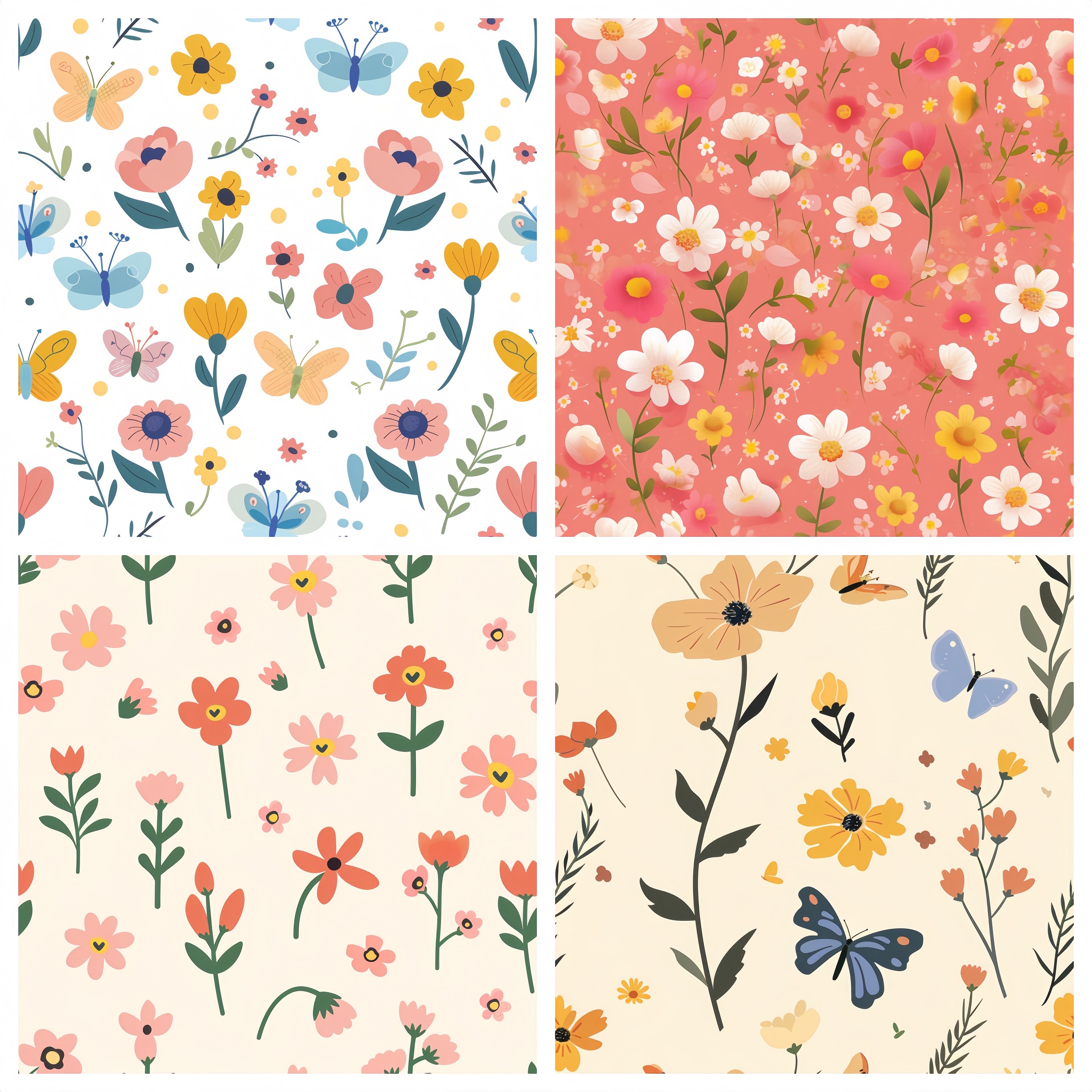 Floral Seamless Paper Printable Flower Background Digital Wildflower ...