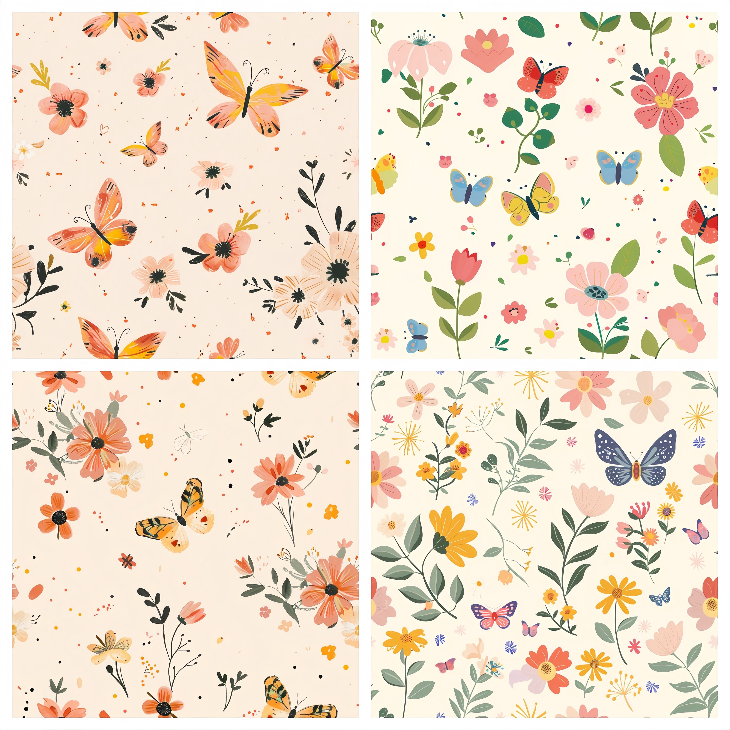 Floral Seamless Paper Printable Flower Background Digital Wildflower ...