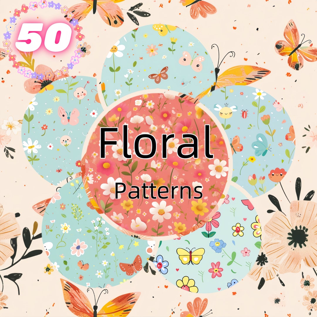 Floral Seamless Paper Printable Flower Background Digital Wildflower ...