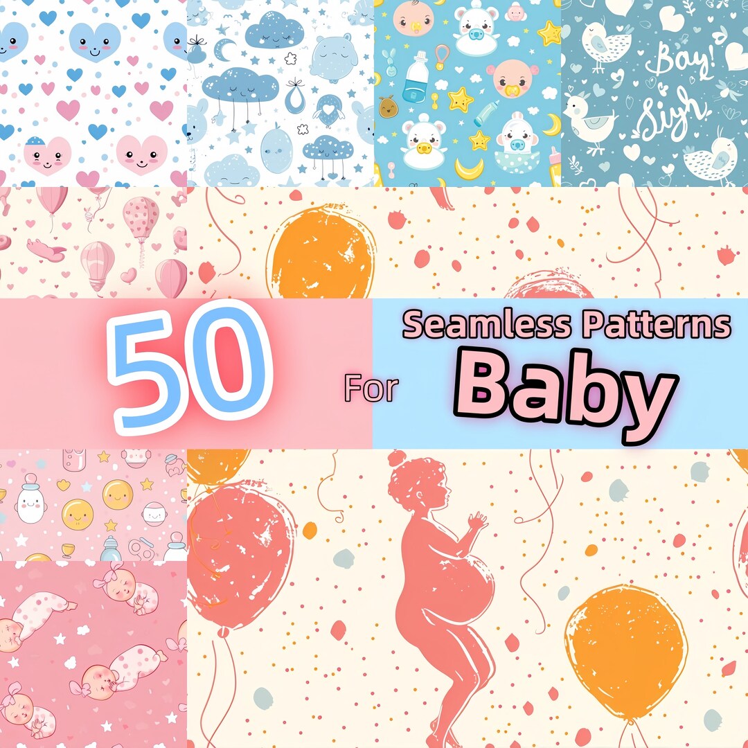 Seamless Digital Paper Backgrounds Perfect for Baby Shower, New Baby ...