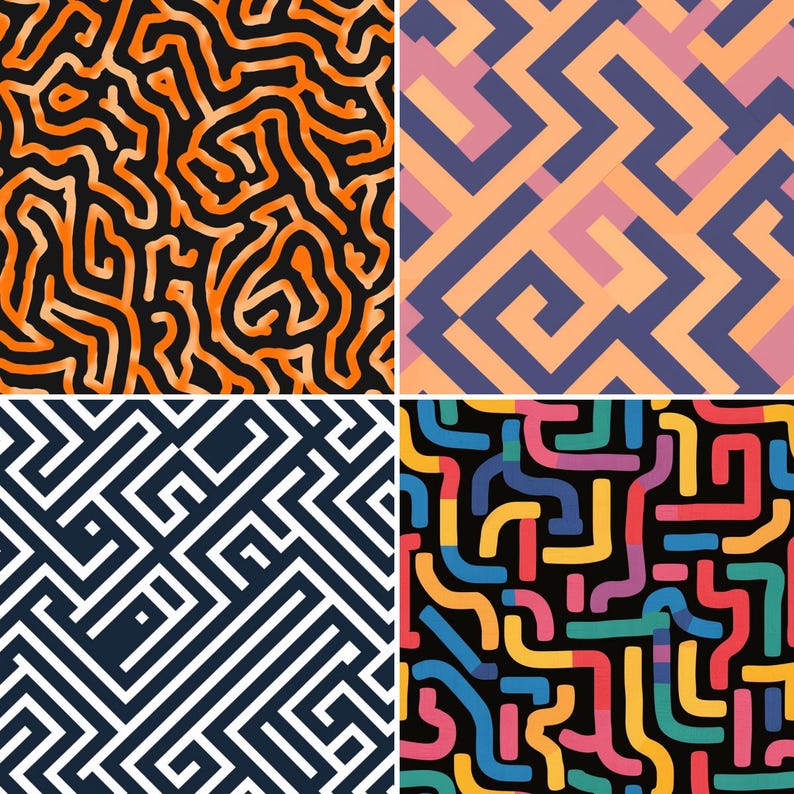 Board Game Seamless, Boho Check Pattern, Maze Decal, Digital Art Puzzle ...