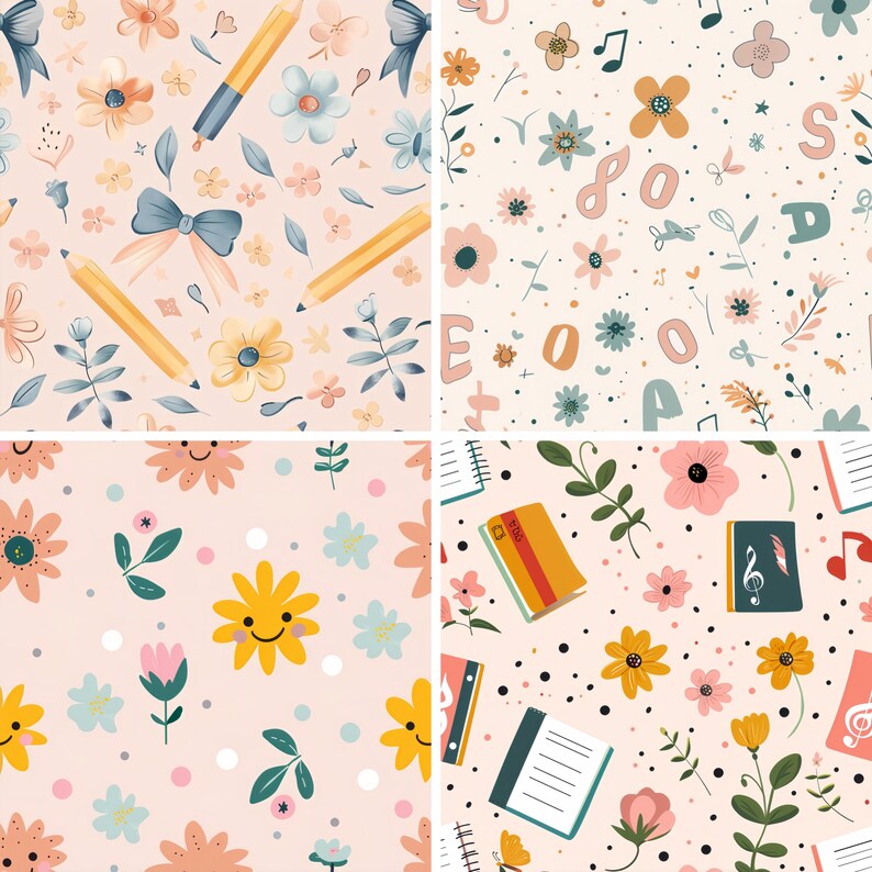 Seamless Pattern Back to School, Education School Art, Puffy Letter ...