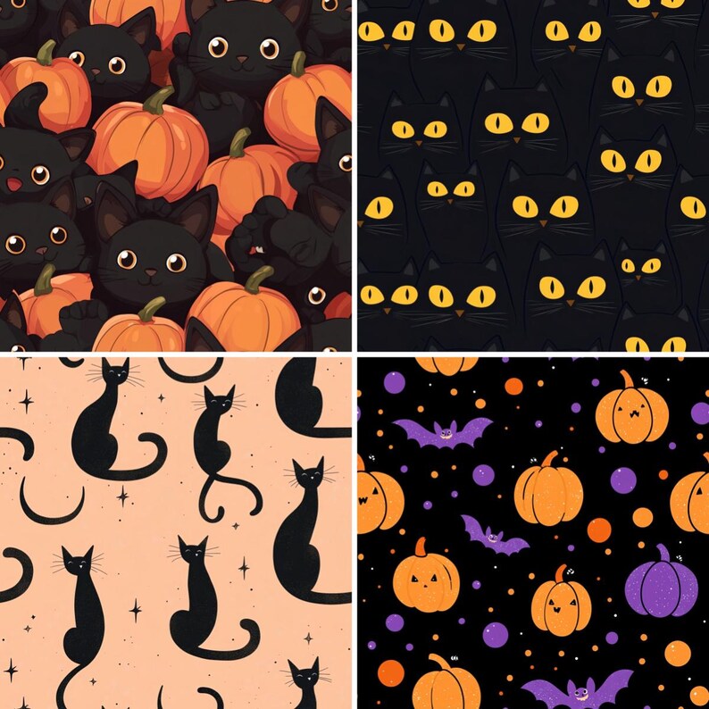 Digital Printable Spooky Halloween Art, Cute Ghost Seamless Background ...