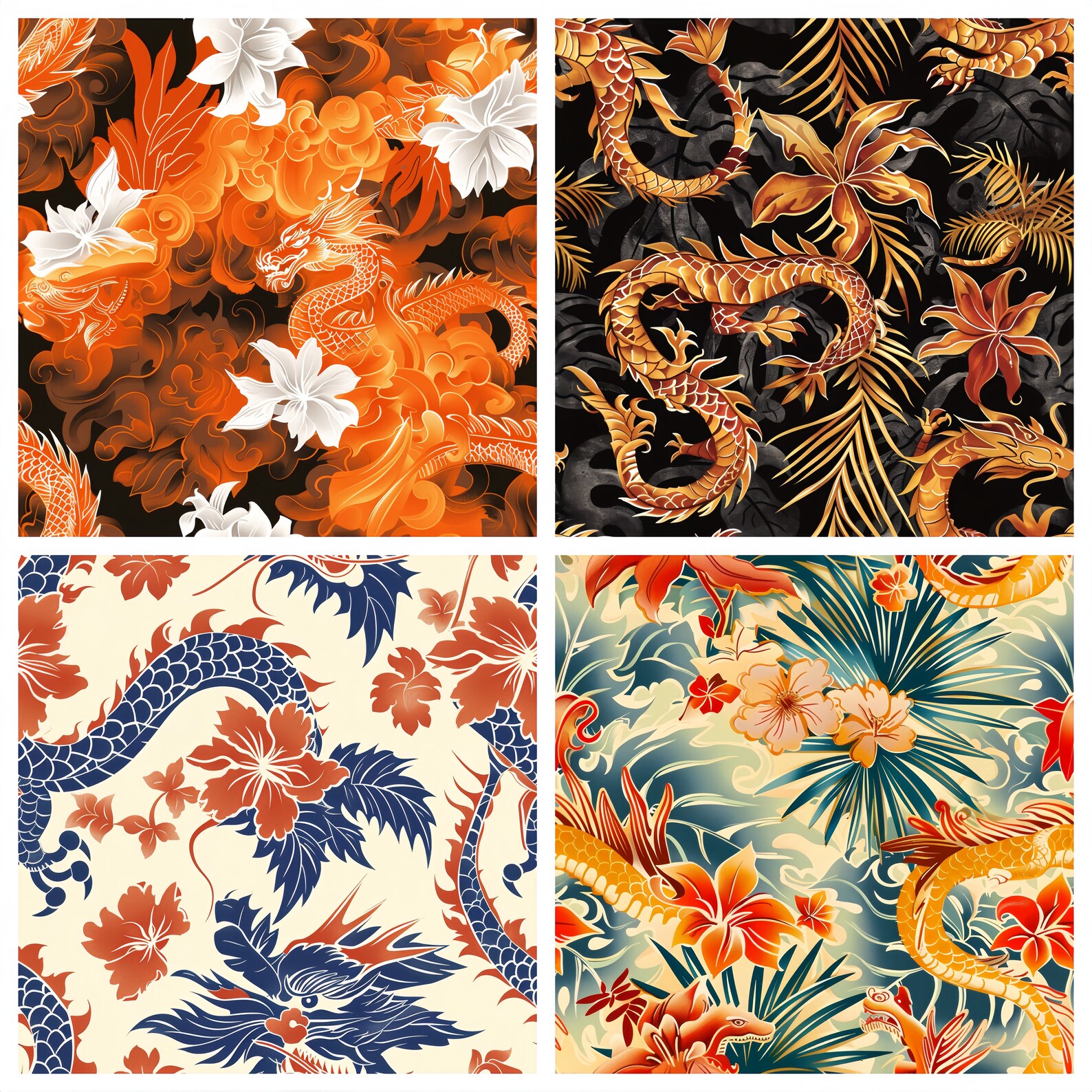 Horror Hawaiian Digital Paper - Skeleton, Dragon, Monster, Alien, Venom ...