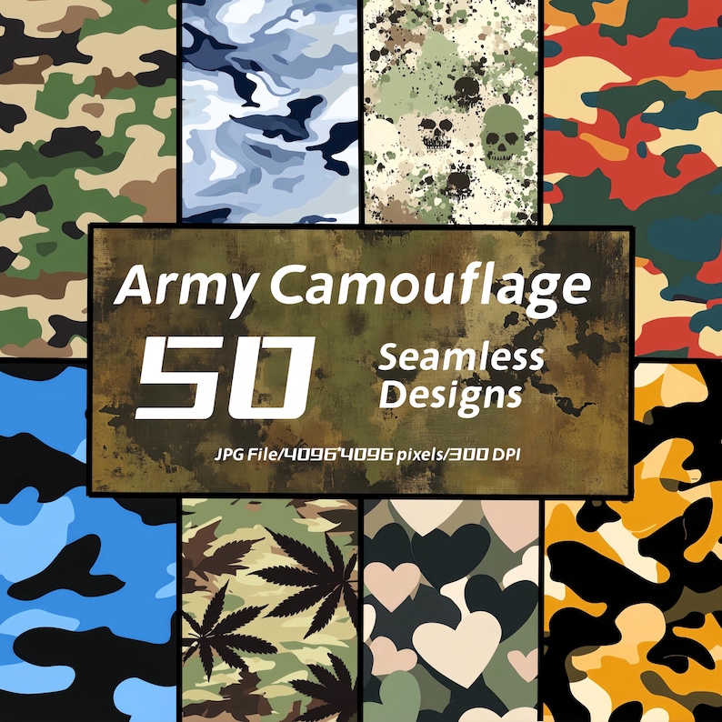 Camouflage Papers Digital Printable Background, Army Camo Seamless ...