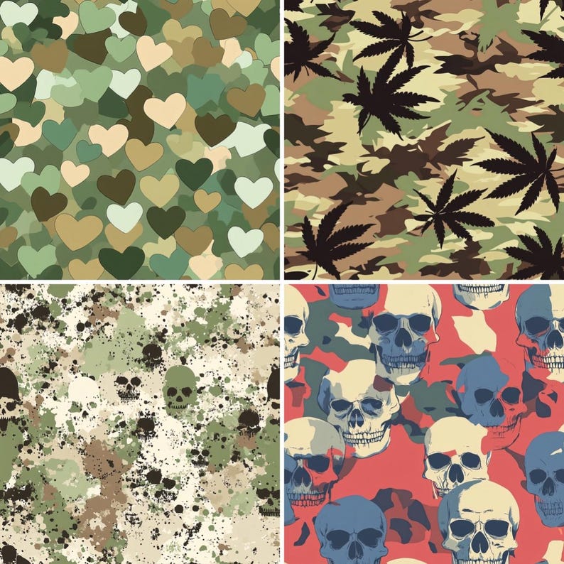 Camouflage Papers Digital Printable Background, Army Camo Seamless ...
