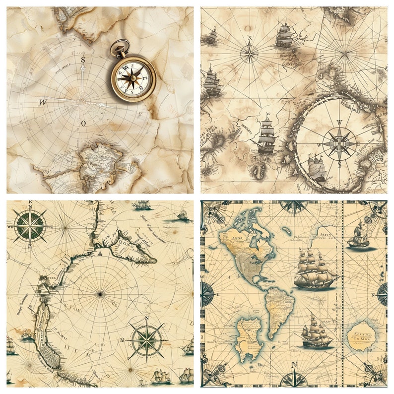 Old Paper Seamless Background, Old Letter Printable Paper, Vintage Map ...