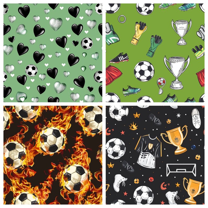 50 Soccer Digital Printable Paper, Football Seamless Background ...