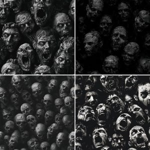 DIY Halloween Decor Printable Papers, Zombie Seamless Background, Ghost ...