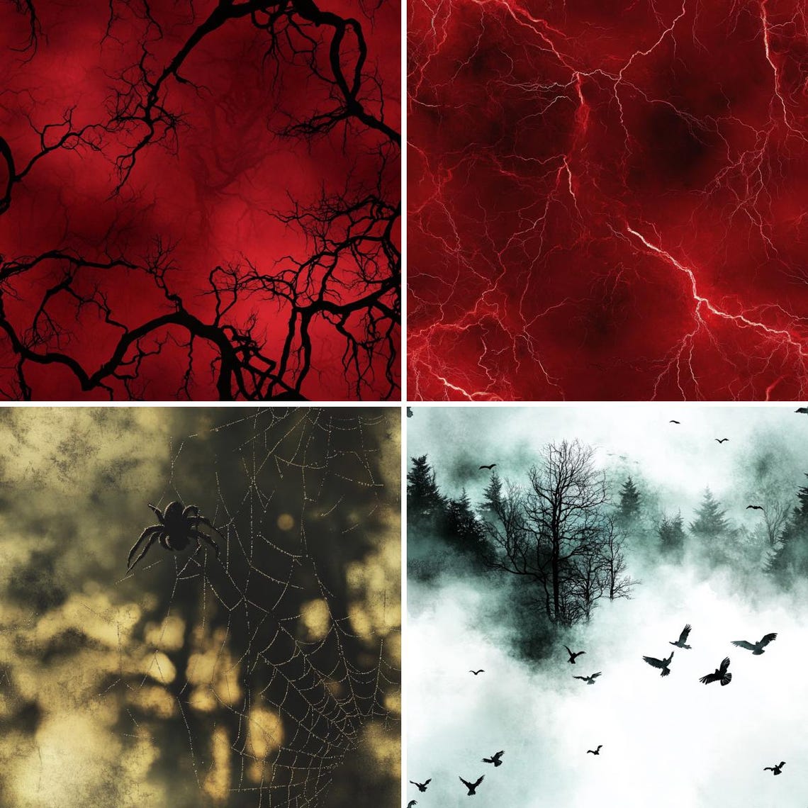 Zombie Seamless Digital Paper, Printable Horror Set, Vampire Room Decor ...