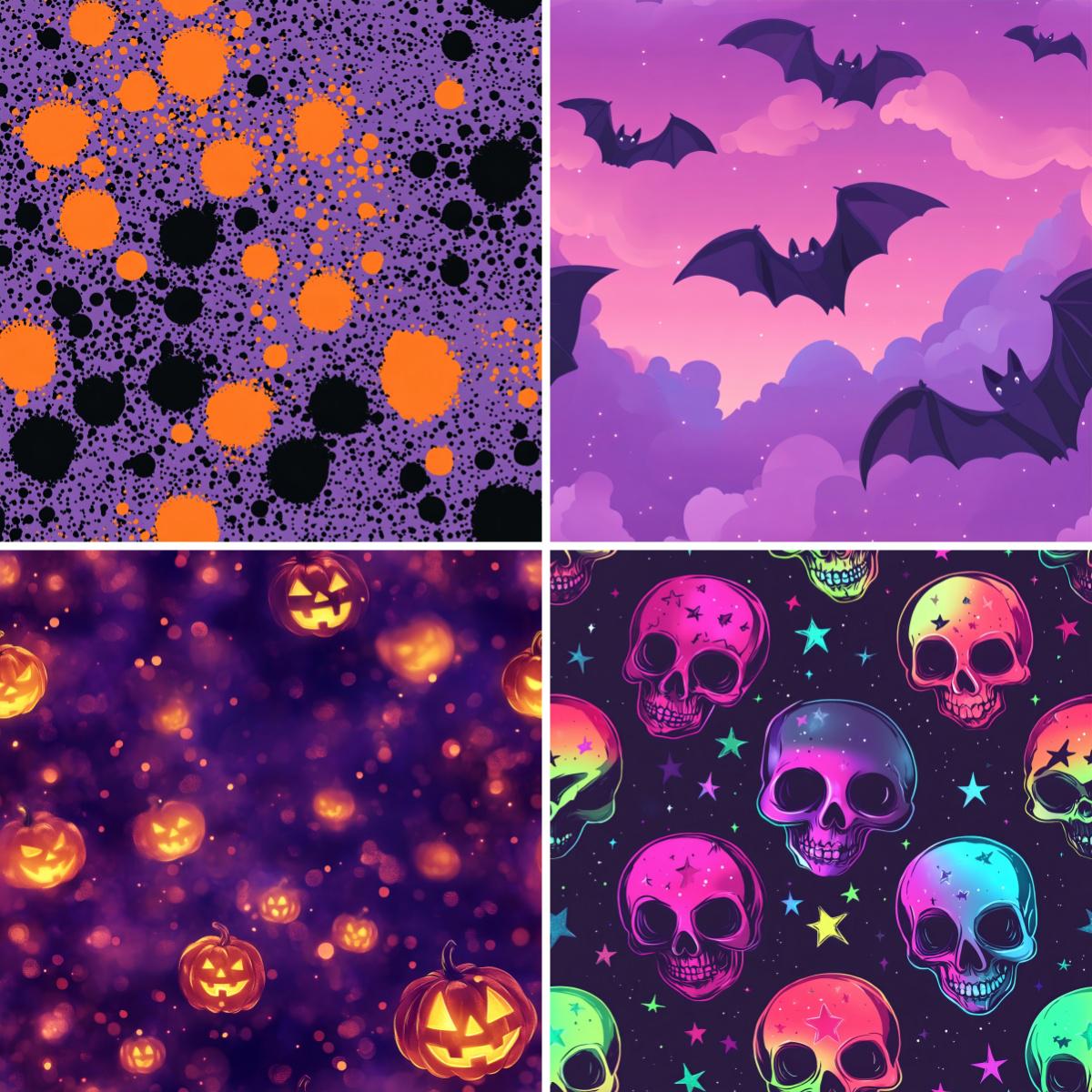 Digital Printable Spooky Halloween Art, Cute Ghost Seamless Background ...