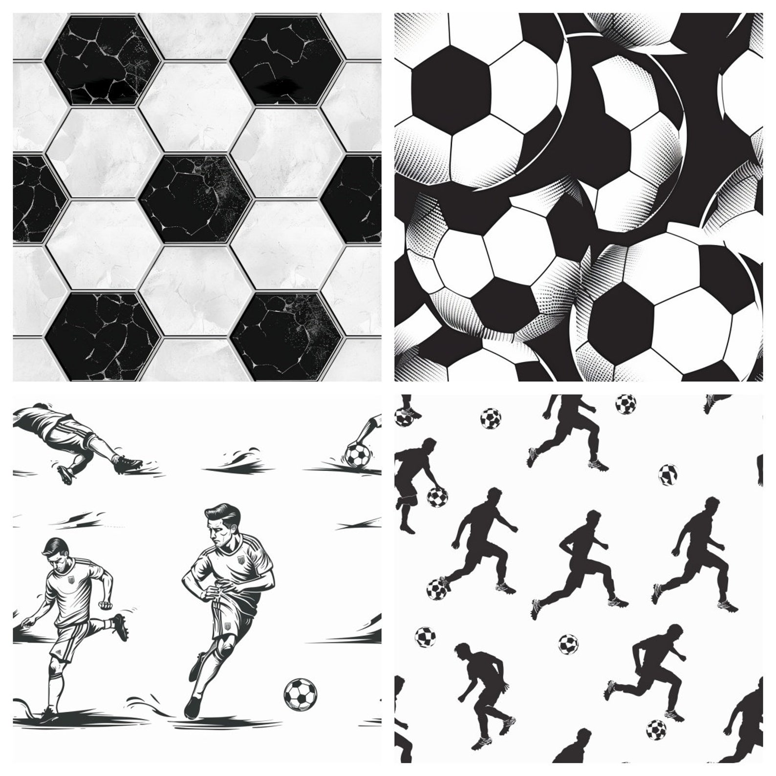 50 Soccer Digital Printable Paper, Football Seamless Background ...