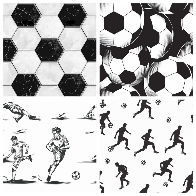 50 Soccer Digital Printable Paper, Football Seamless Background ...