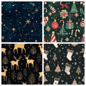Vintage Christmas Seamless Digital Paper, Retro Xmas Decor, Pink Retro ...