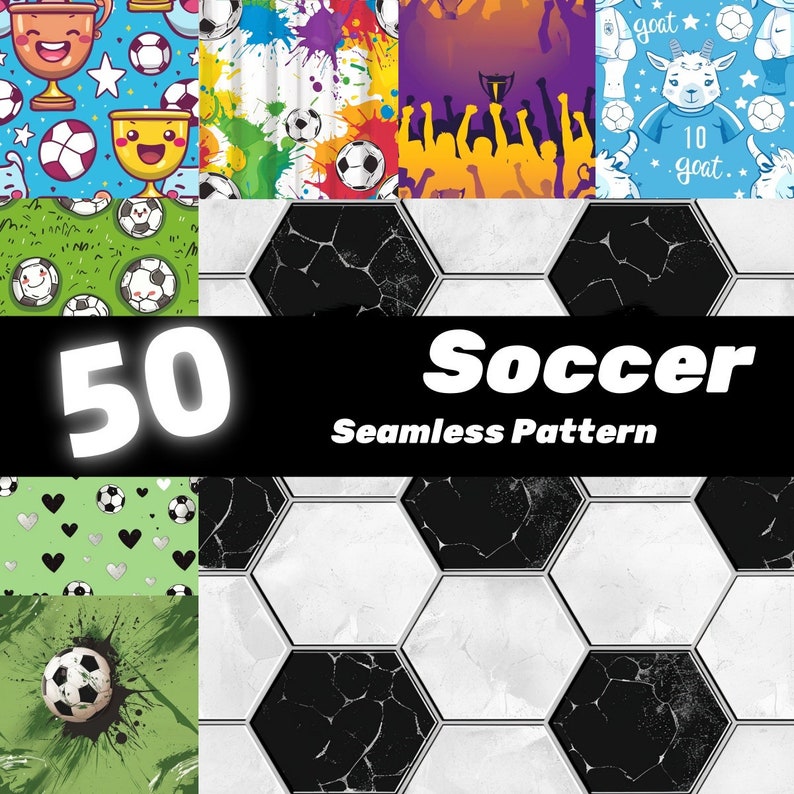 50 Soccer Digital Printable Paper, Football Seamless Background ...