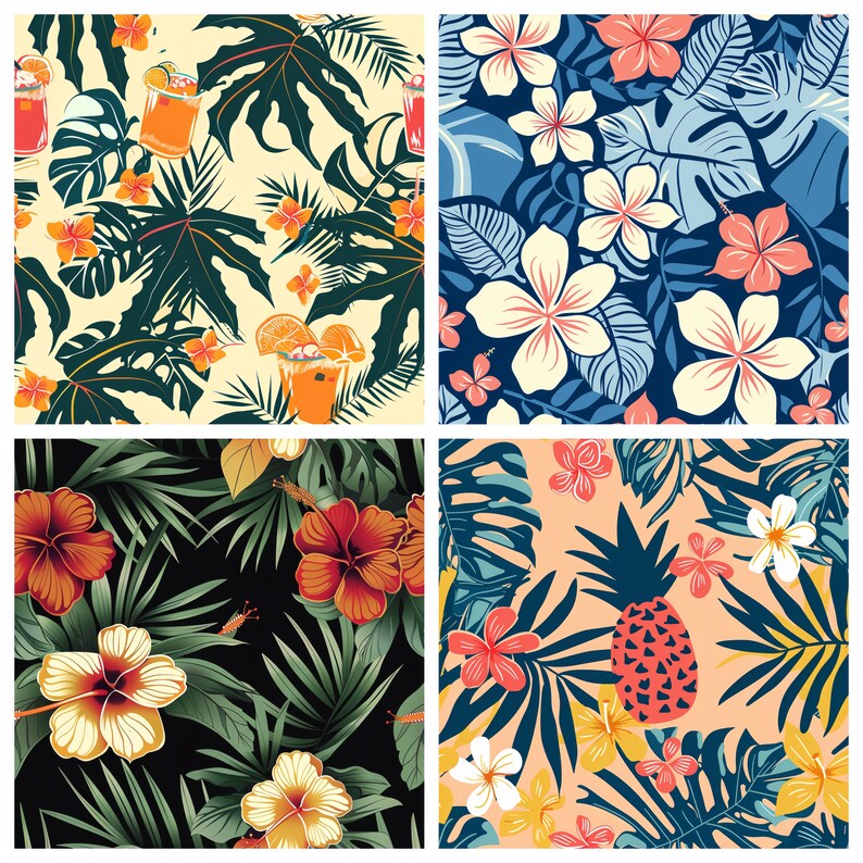 Hawaii Digital Paper Download - Summer Floral Hawaiian Printable ...