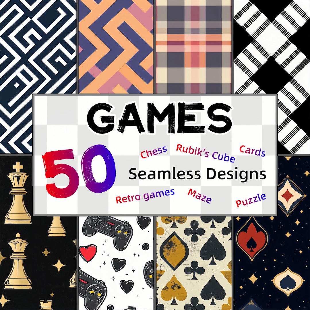 Board Game Seamless, Boho Check Pattern, Maze Decal, Digital Art Puzzle ...