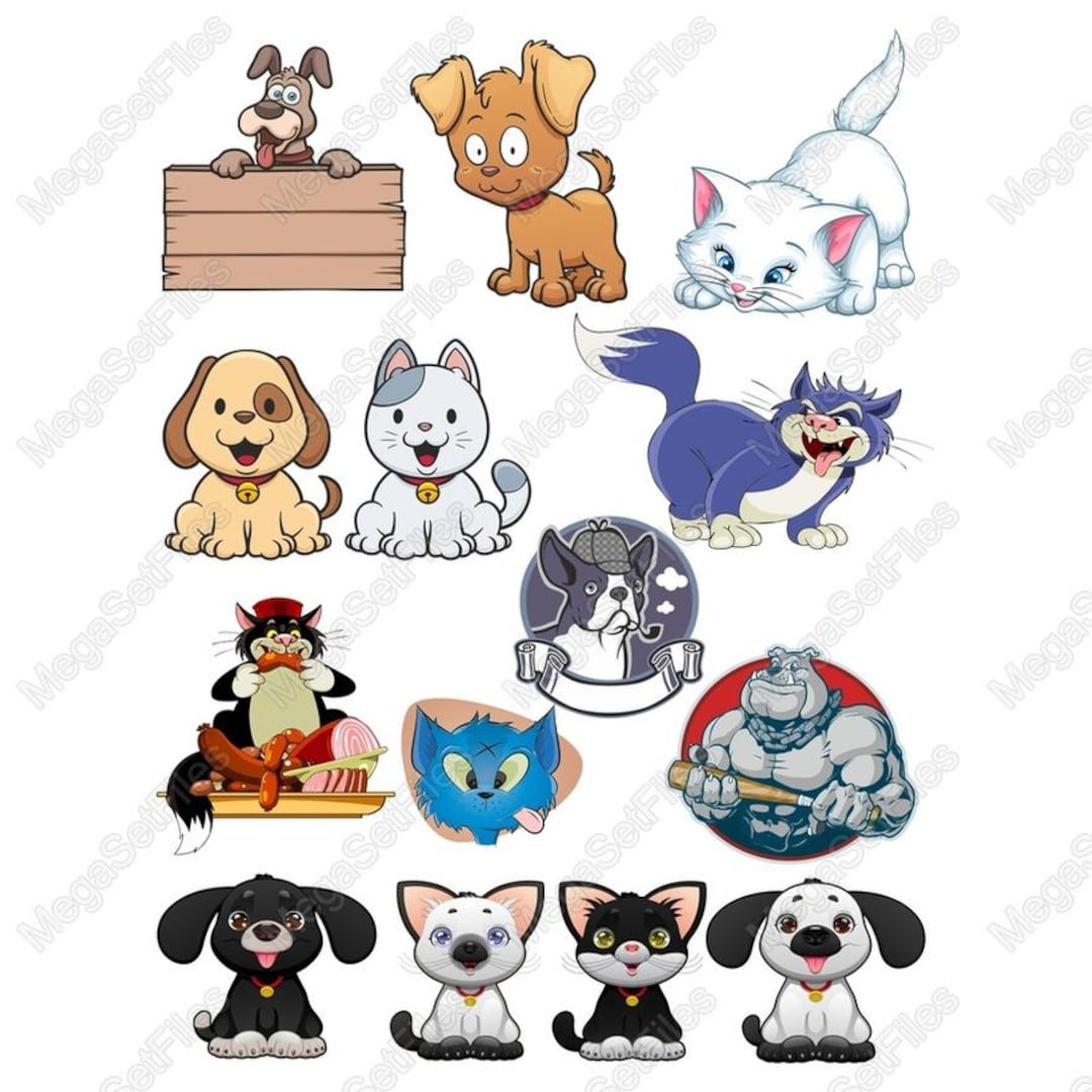 Cute Animal Clipart Set: Adorable Dog and Cat Designs in SVG, PNG ...