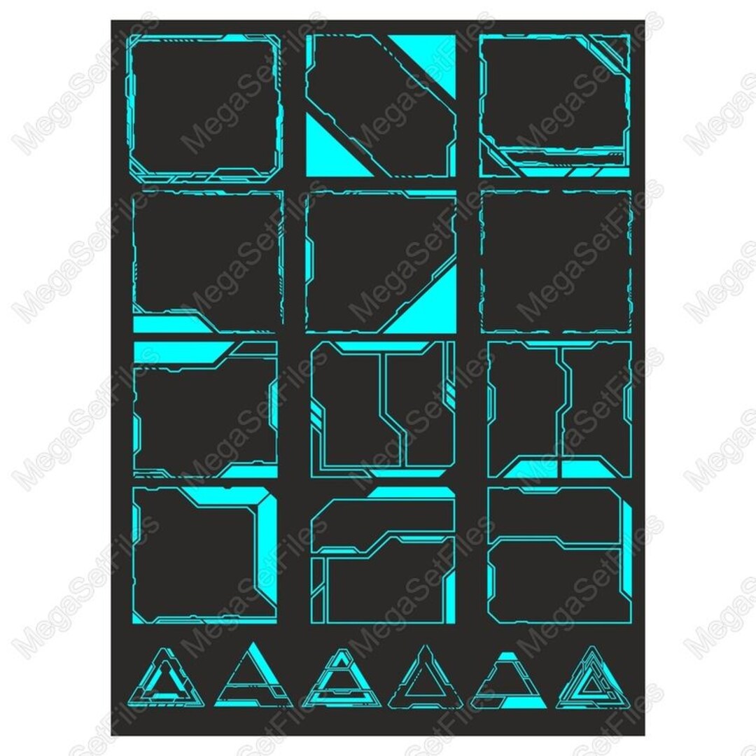 200,000 Cliparts + Futuristic Tech Borders and Frames Clipart - Neon ...