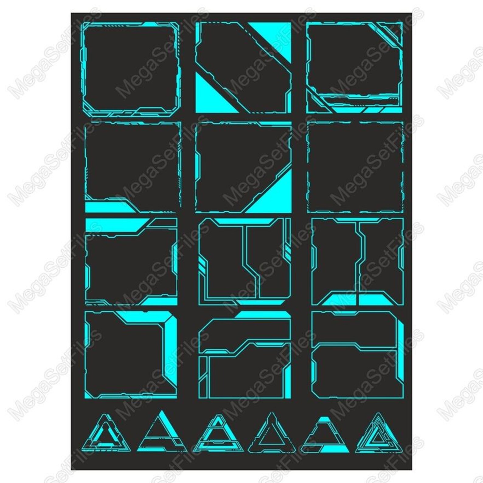 200,000 Cliparts + Futuristic Tech Borders and Frames Clipart - Neon ...