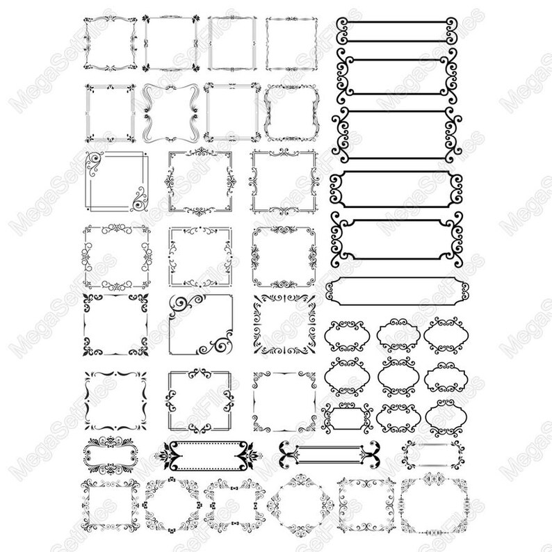 Conjunto de bordes SVG PNG con marcos ornamentados elegantes de primera ...