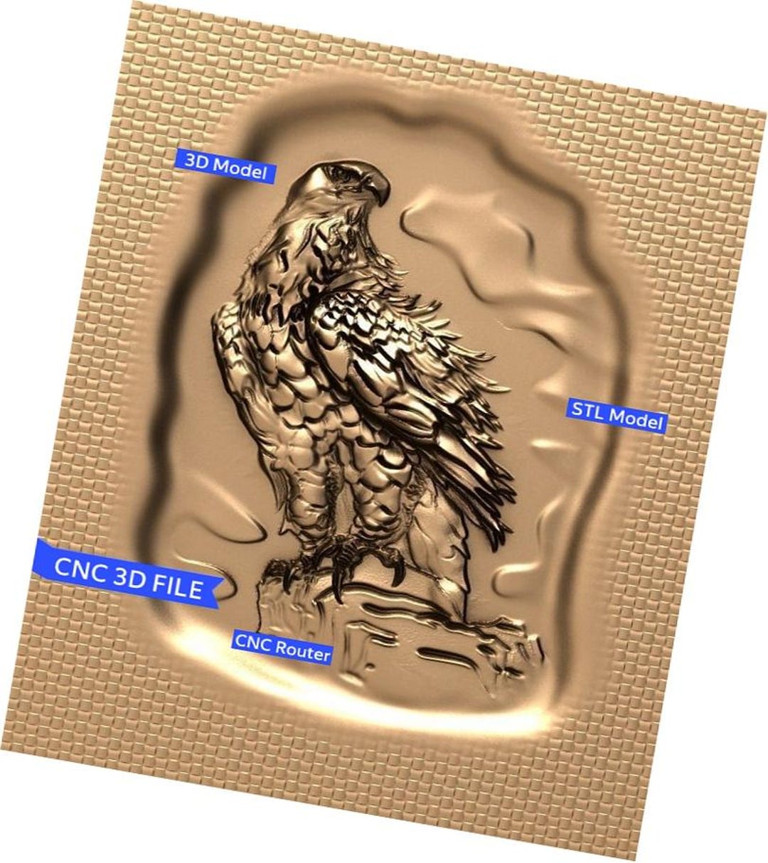 Majestic Bald Eagle 3D STL Relief for CNC | Eagle Wall Plaque Wood ...