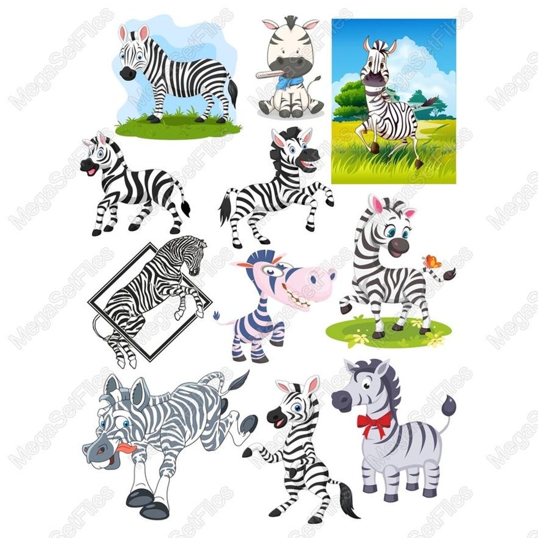 Playful Zebra Clipart Set SVG PNG for Kids Art Projects, Jungle Safari ...