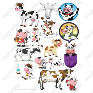 Fun Cow Clipart Bundle SVG PNG Files for Kids Decor, Classroom Art ...